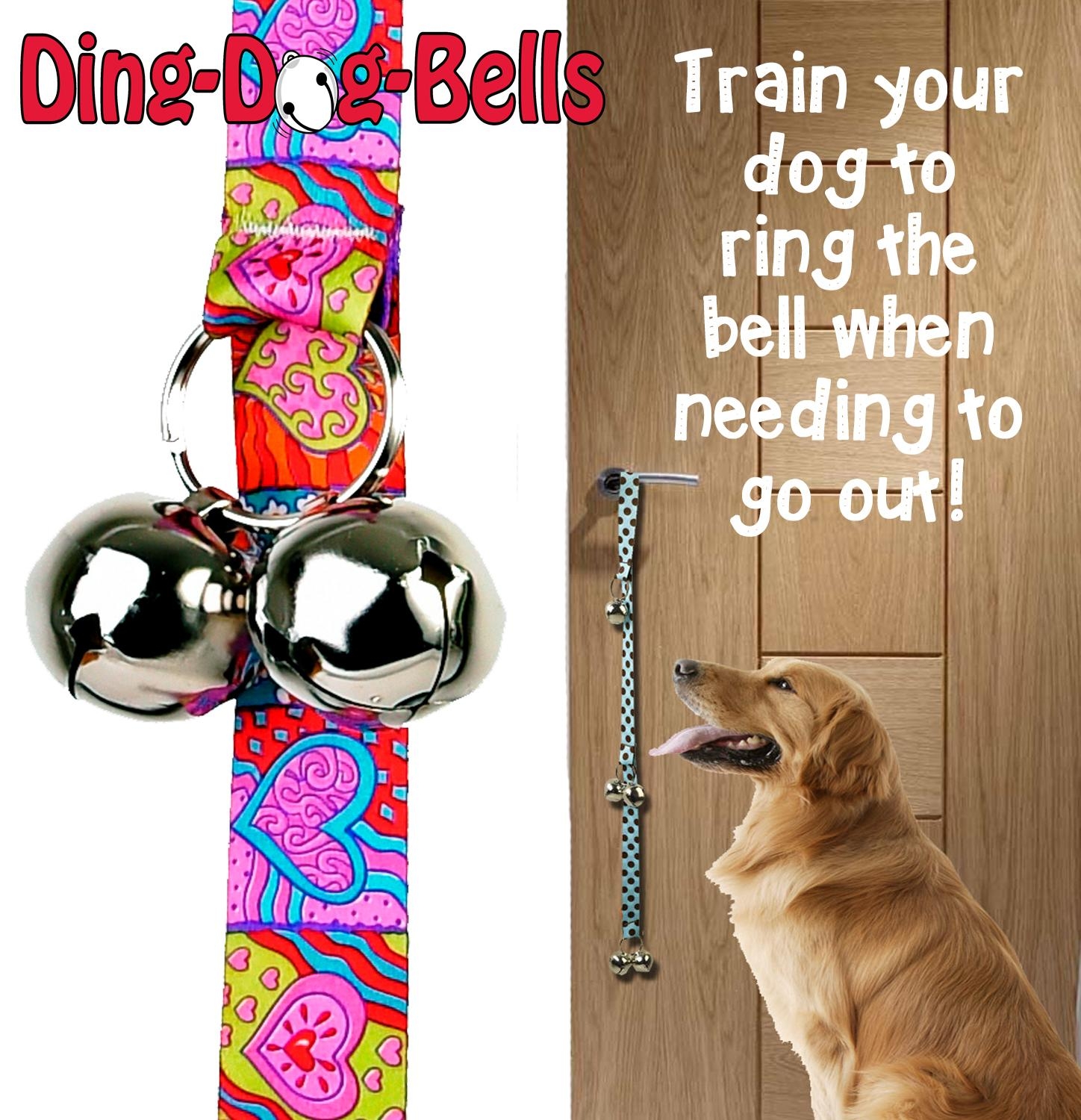 Yellow Dog Ding Dog Bells Crazy Hearts | PJ Pet Products